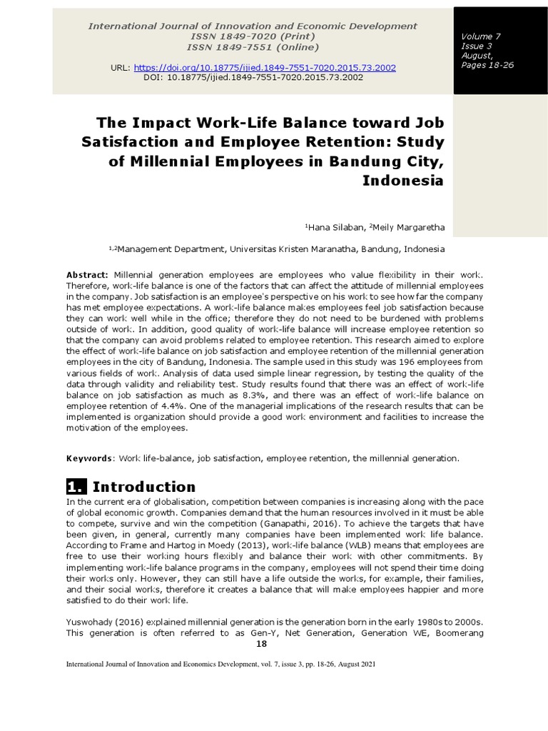 Millennials' Work-Life Balance Impact | PDF | Employee Retention | Job Satisfaction