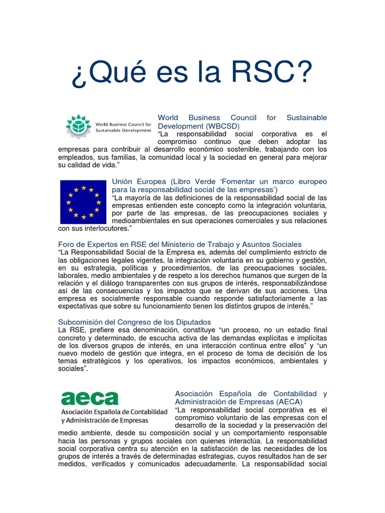 Qué Es La RSC 1 | Descargar gratis PDF | Responsabilidad social ...