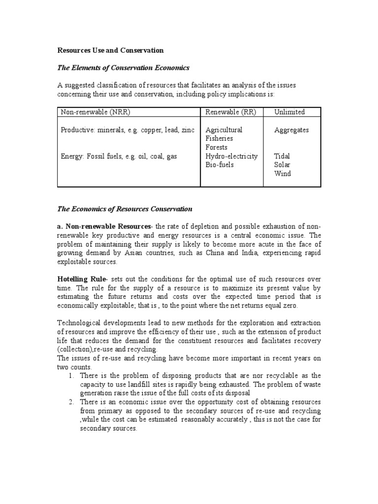 The Elements of Conservation Economics: Resources Use and Conservation ...