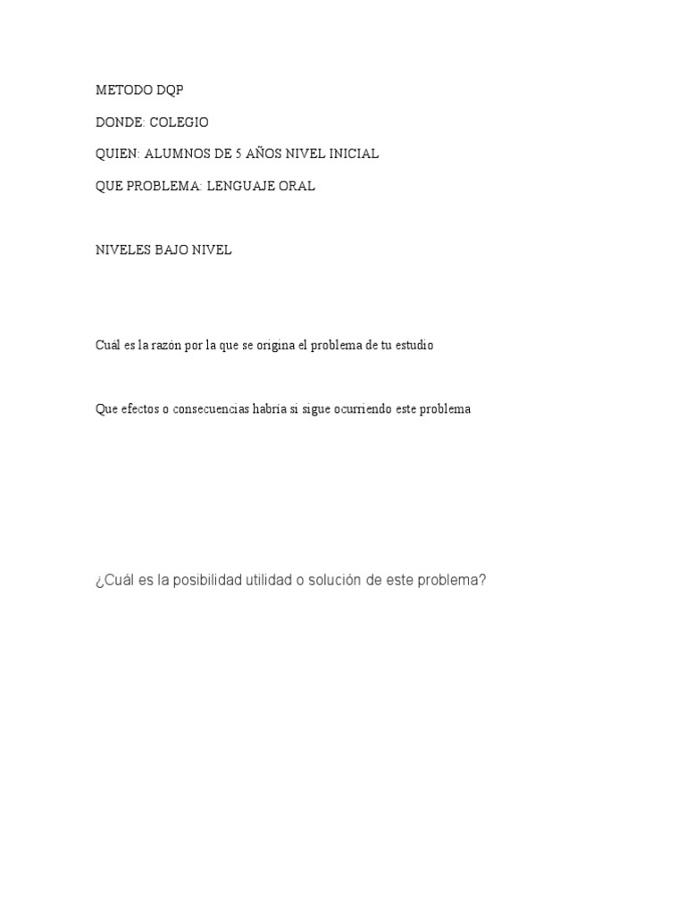 Método DQP para Lenguaje Oral Infantil | PDF