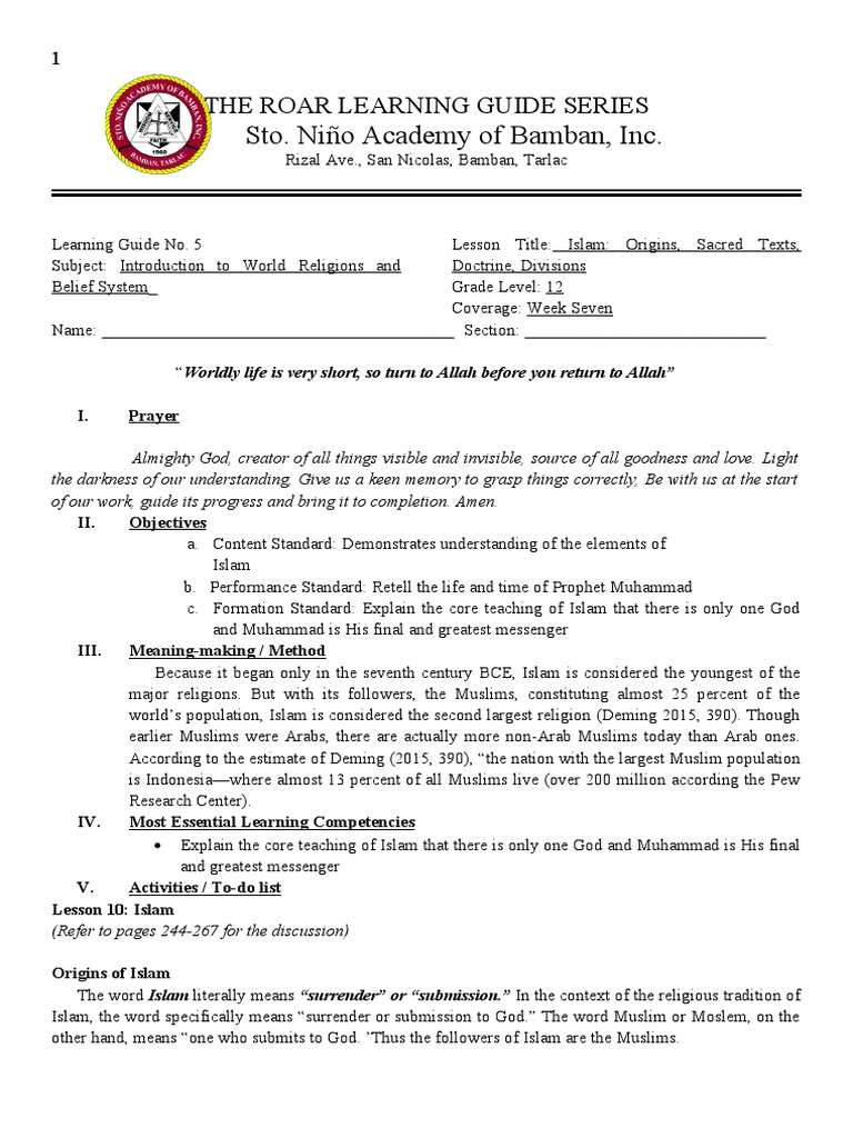 IWRBS - Module 5 Islam - Origins, Sacred Texts, Doctrines, Divisions ...
