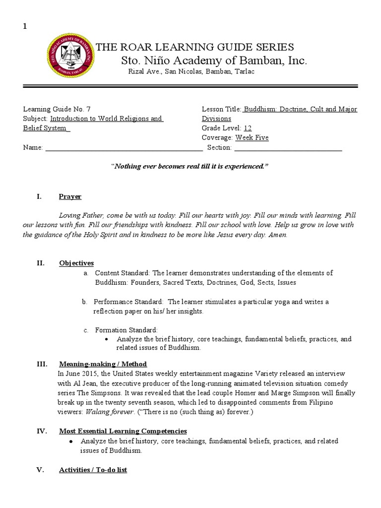 IWRBS - Module 7 Buddhism - Doctrine, Cult and Major Divisions ...