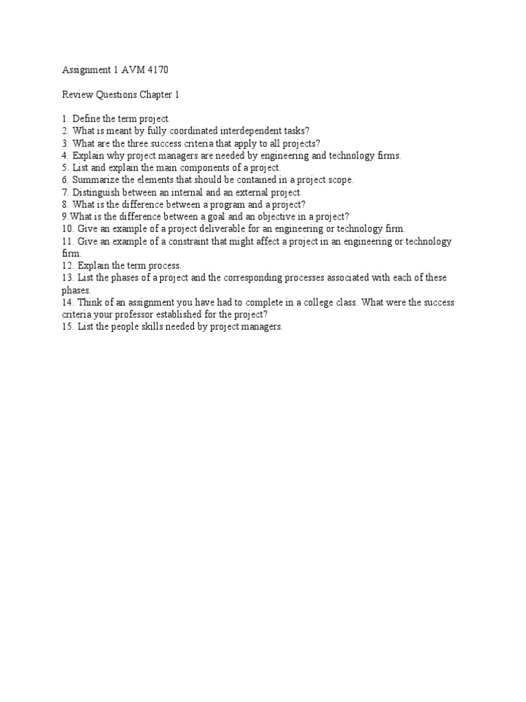 Assignment 1 AVM 4170 | PDF