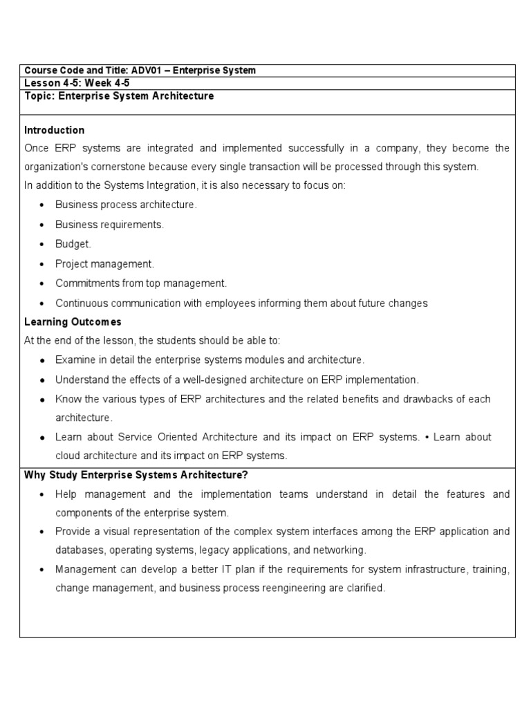 Week 4 5 Lesson 4 5 Pdf Enterprise Resource Planning Cloud