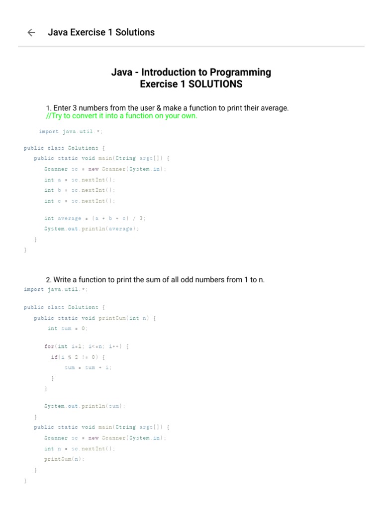 Java Exercise 1 Solutions | Download Free PDF | Software Development ...