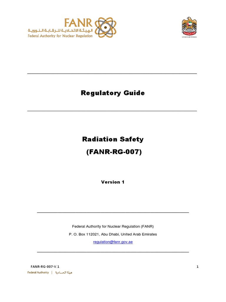 FANR - RG007 Ver1 | PDF | Ionizing Radiation | Radioactive Contamination