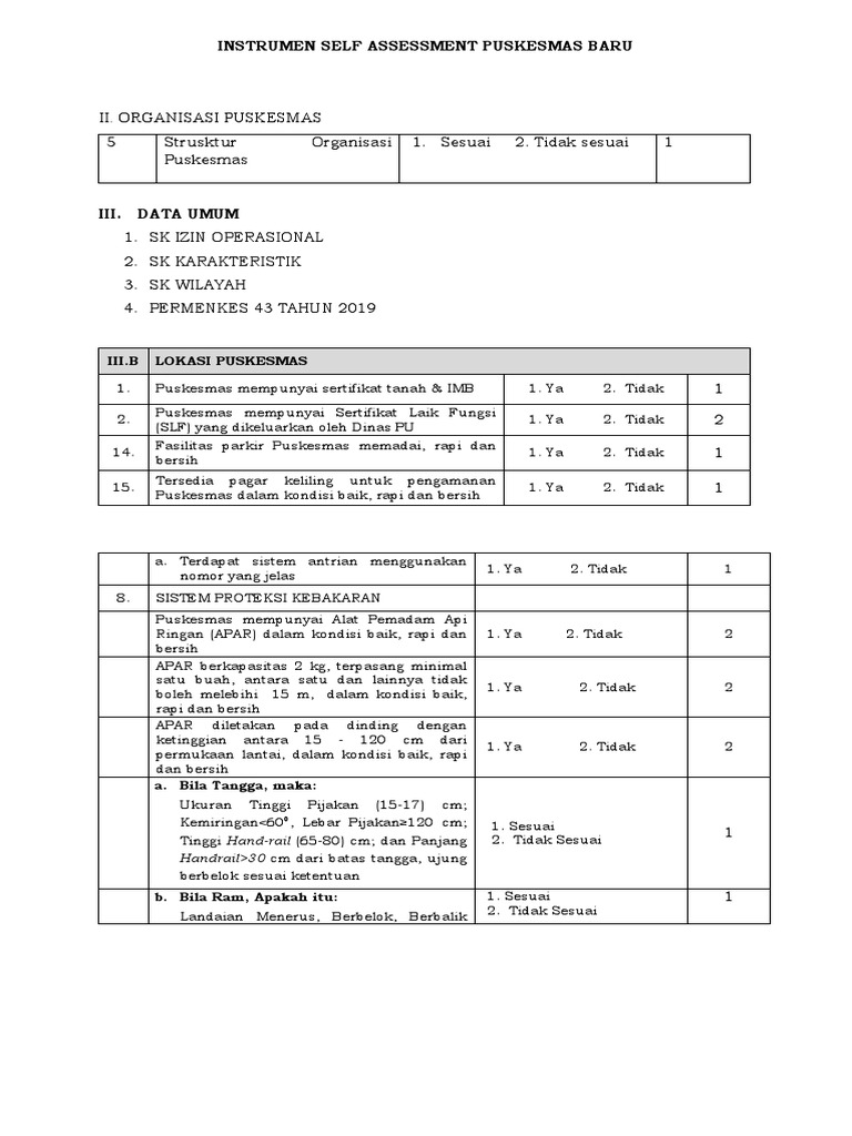 Instrumen Self Ass PKM Baru | PDF