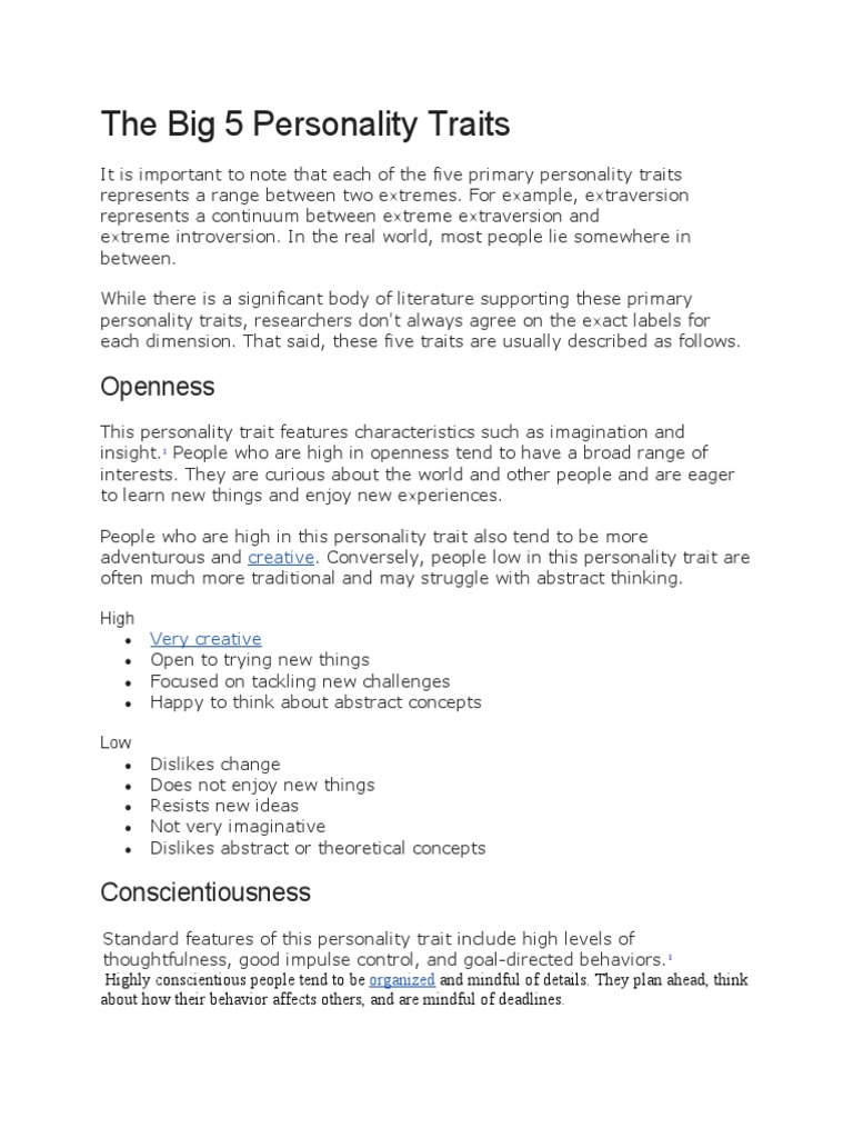Understanding the Big Five Traits | PDF | Extraversion And Introversion ...