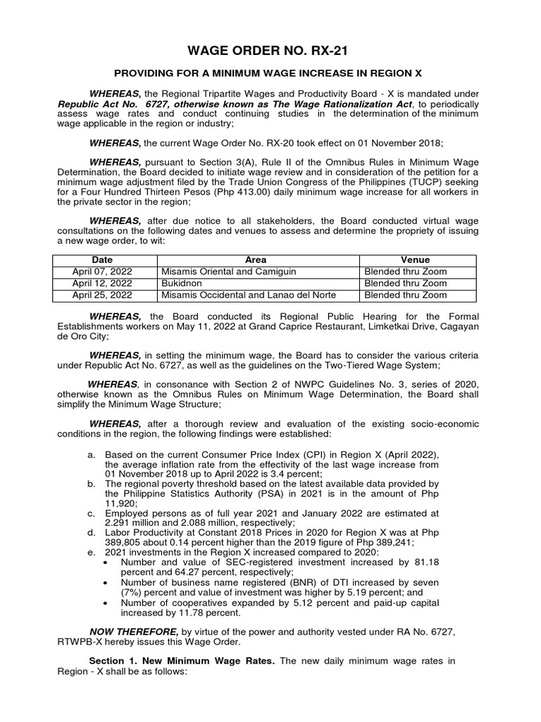Published WO No. RX 21 | PDF | Minimum Wage | Wage