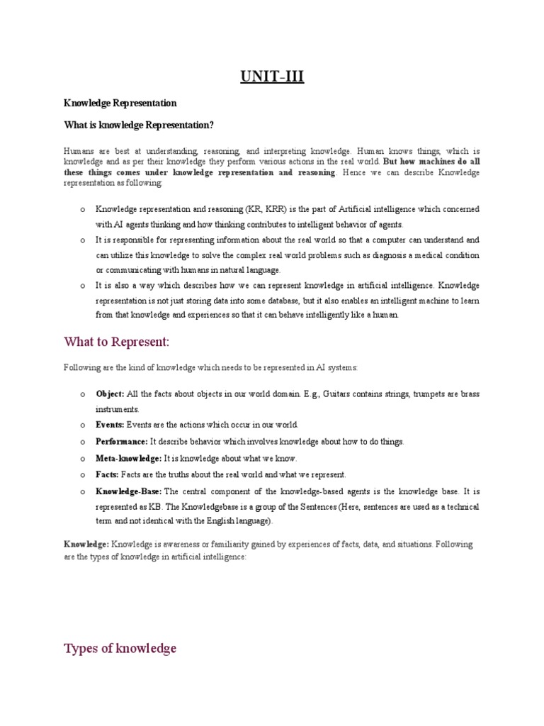 Ai Unit-Iii Notes | PDF | Knowledge Representation And Reasoning ...