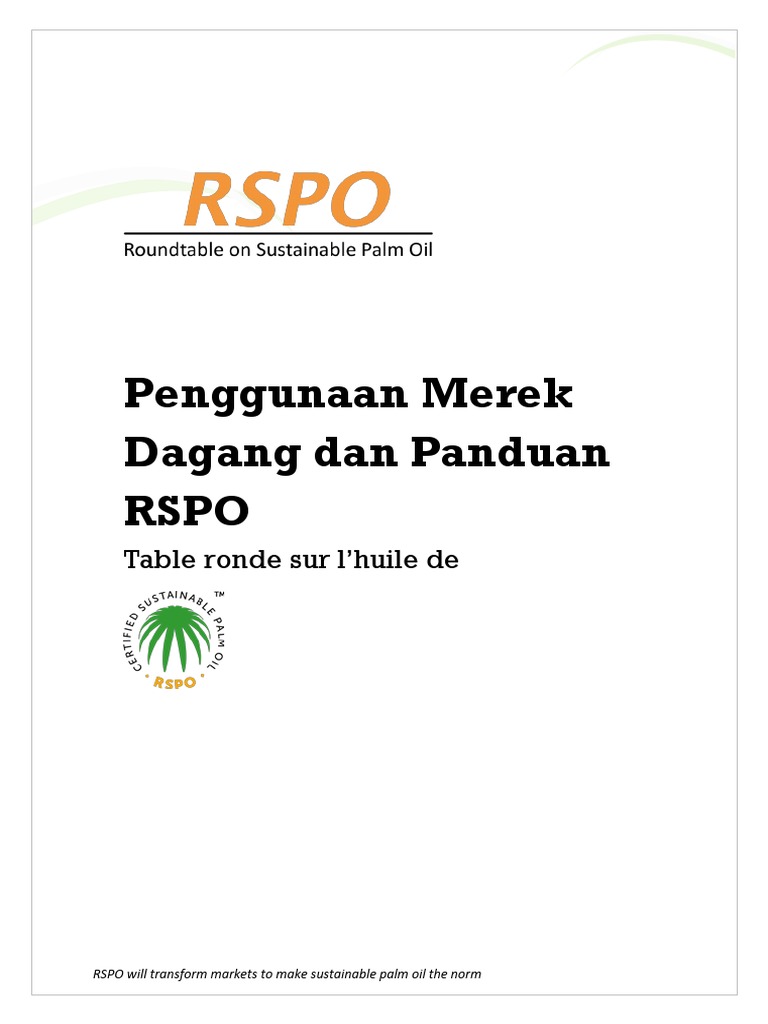 RSPO Trademark Usage and Guideline-Indonesian | PDF