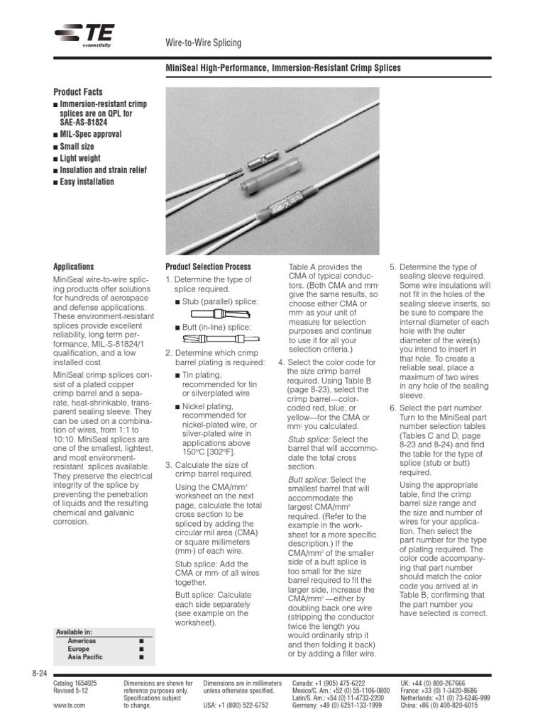 Wire-to-Wire Crimp Splice Selection | PDF | Insulator (Electricity) | Wire