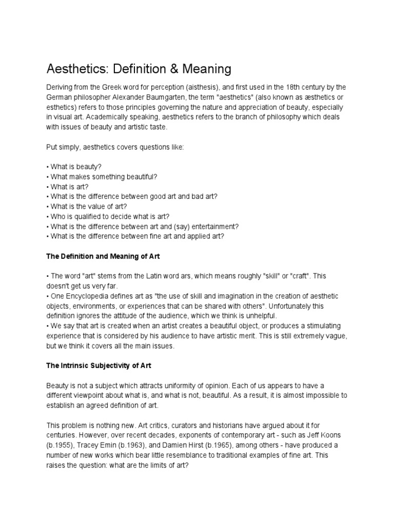 Aesthetics Definition And Meaning Pdf Aesthetics Beauty