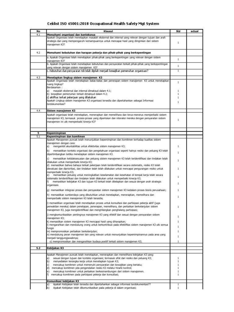 Check List ISO 45001 - 2018 - 240521 | PDF