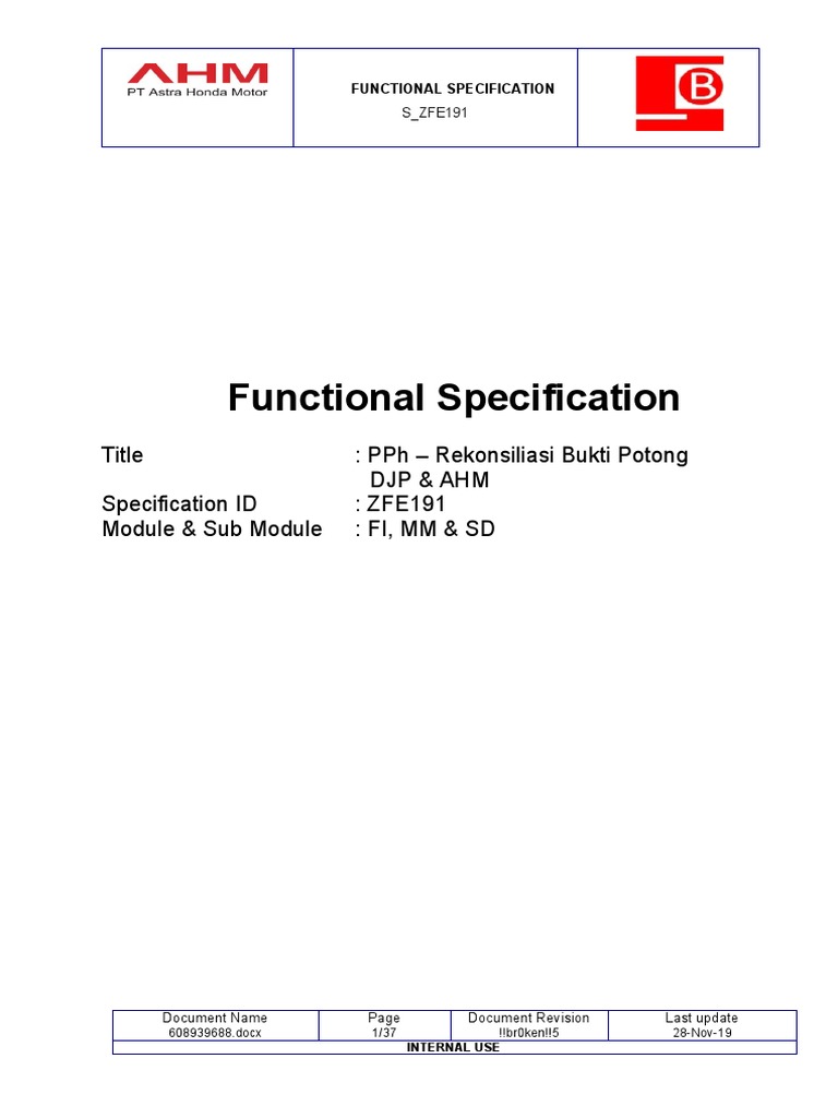 S - ZFE191 - Rekonsiliasi Bukti Potong DJP & AHM - V2.4 | PDF
