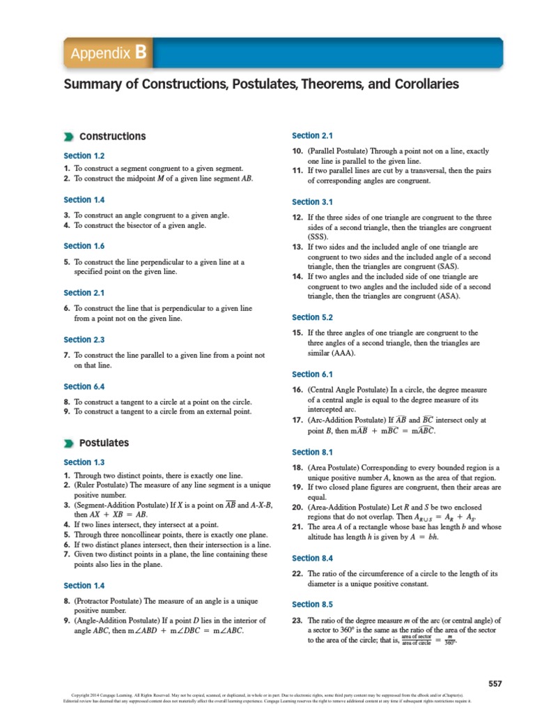 Postulates and Theorems | PDF | Triangle | Circle