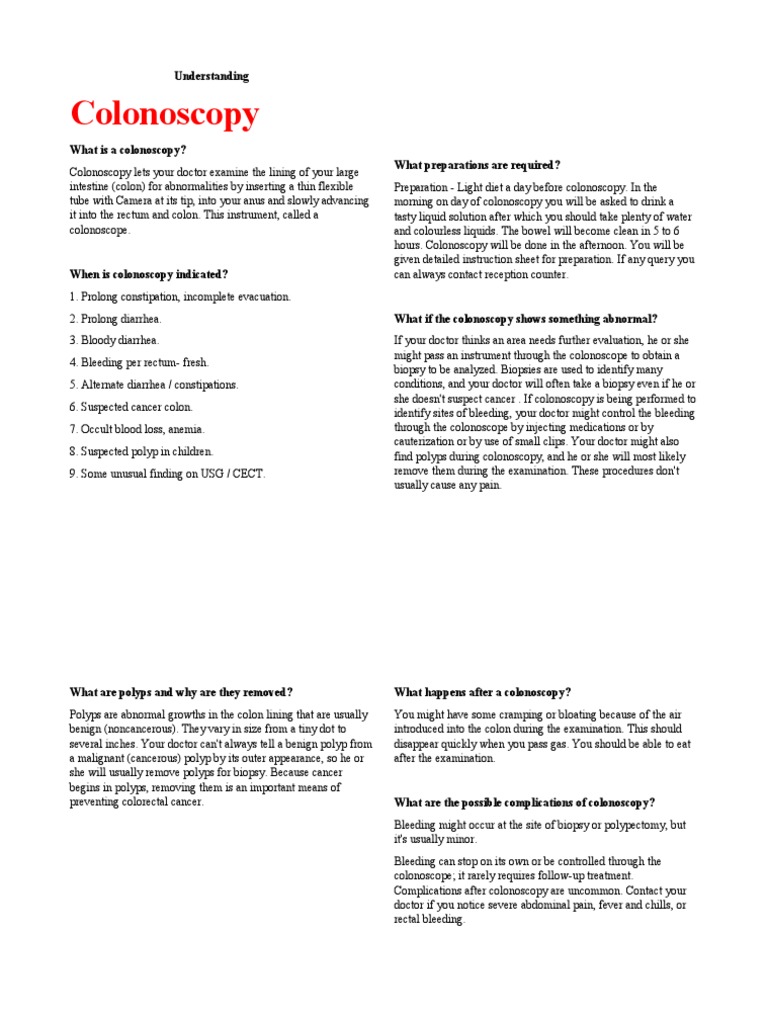 Understanding Colonoscopy ENG VERSION | PDF | Colonoscopy | Colorectal ...