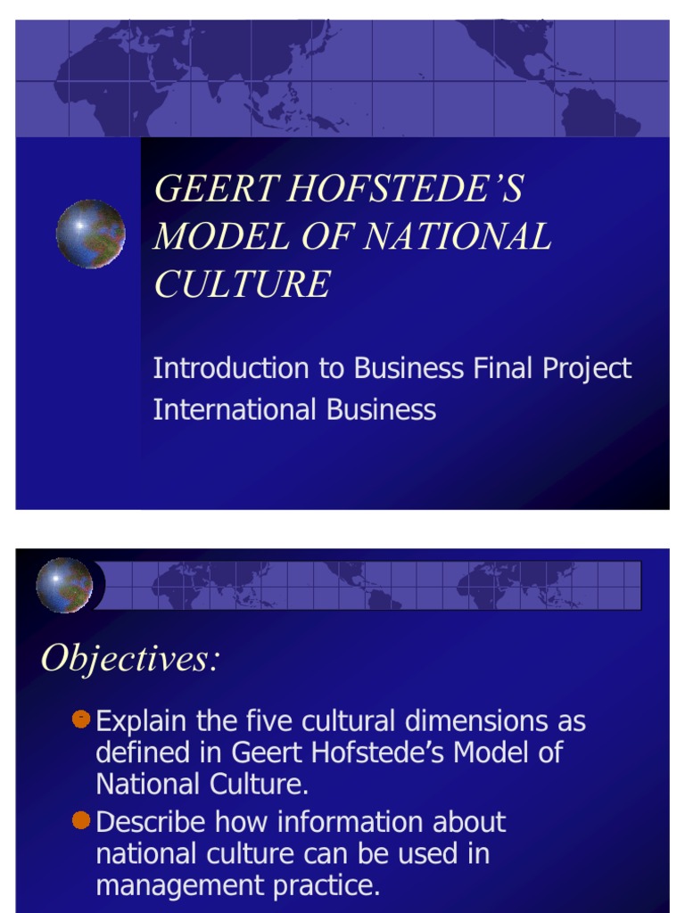 Geert Hofstede Presentation For Final Project | PDF