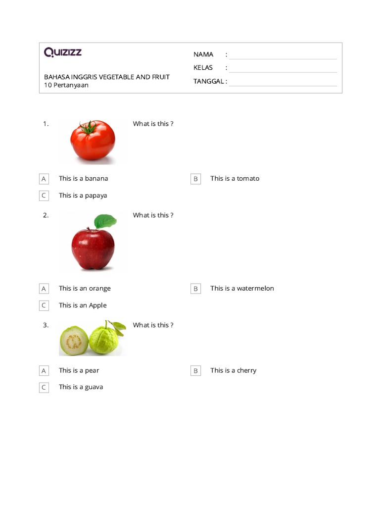 Bahasa Inggris Vegetable and Fruit | PDF