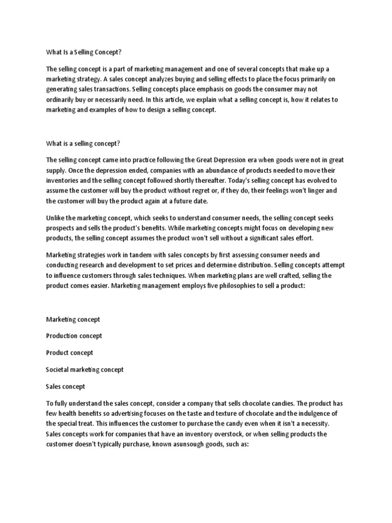 Selling Concept | PDF | Marketing | Sales
