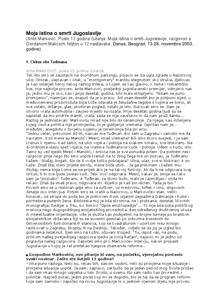 Ante Markovič Moja Istina | PDF