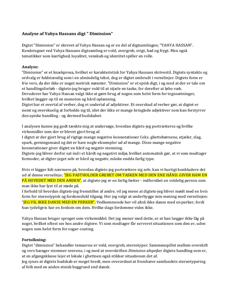 Yahya Hassan - Dimission | PDF