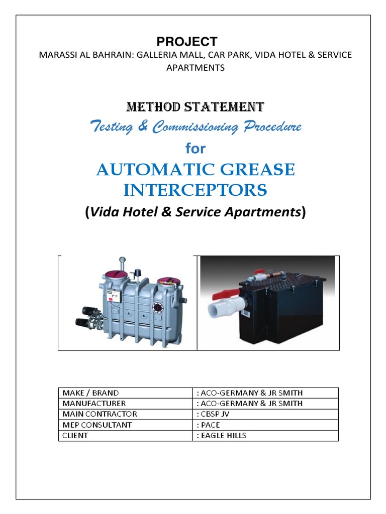 T&C Procedure Grease Interceptors Vida Ok 13sept2020 | PDF | Manufactured Goods