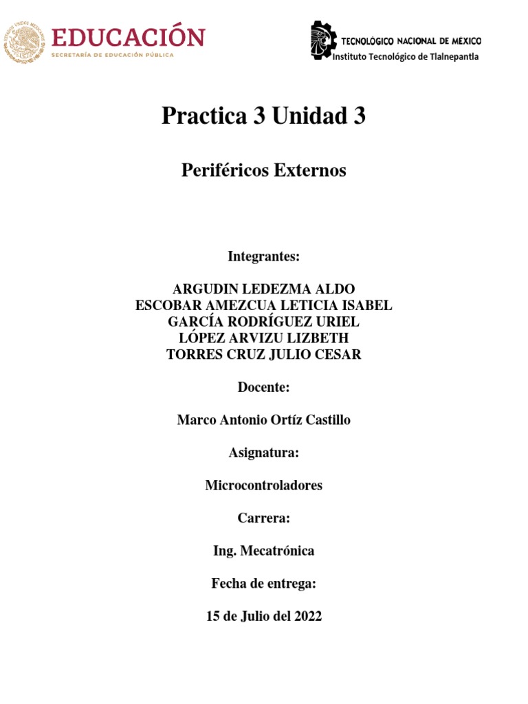 Práctica U3 | PDF | Microcontrolador | Diodo emisor de luz