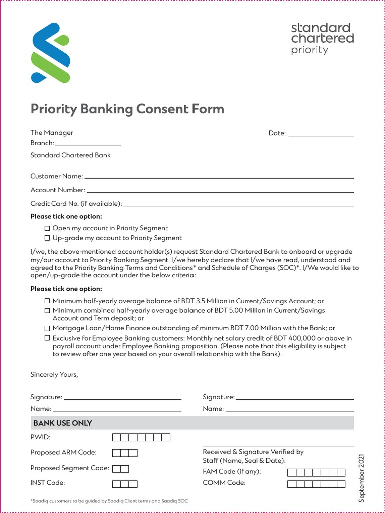 BD Form Center Priority Banking Consent Form | PDF | Banks | Credit