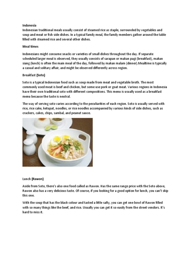 Traditional Indonesian Meals Overview | PDF | Cooking, Food & Wine ...