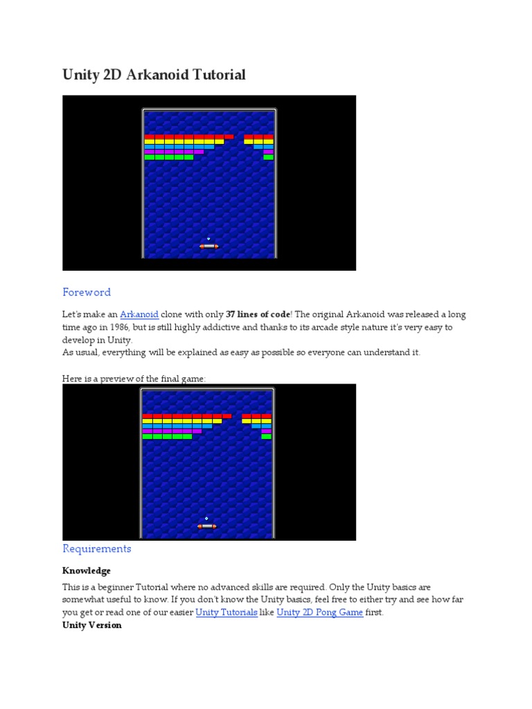 02-Unity 2D Arkanoid Tutorial | PDF | Function (Mathematics) | Speed