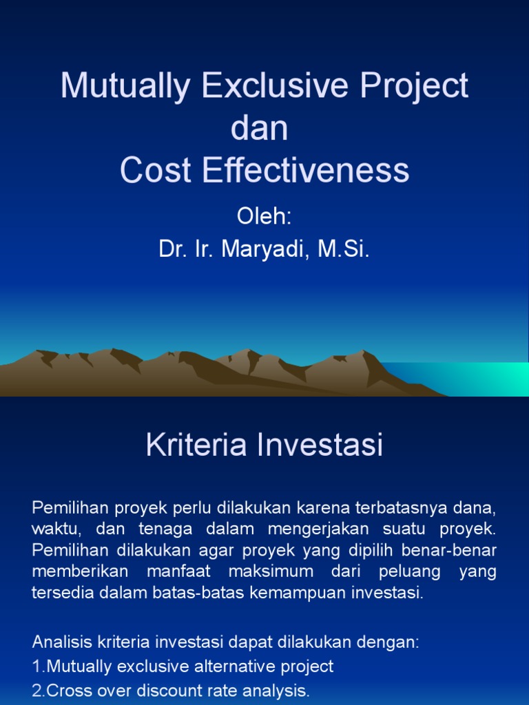 Kuliah 6 - Mutually Exclusive Project | PDF | Bisnis | Pengelolaan ...