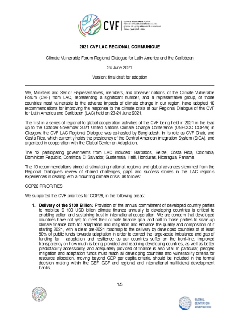 2021 CVF LAC Communique - 24june - Final - Clean - EN 2 | PDF | Climate ...