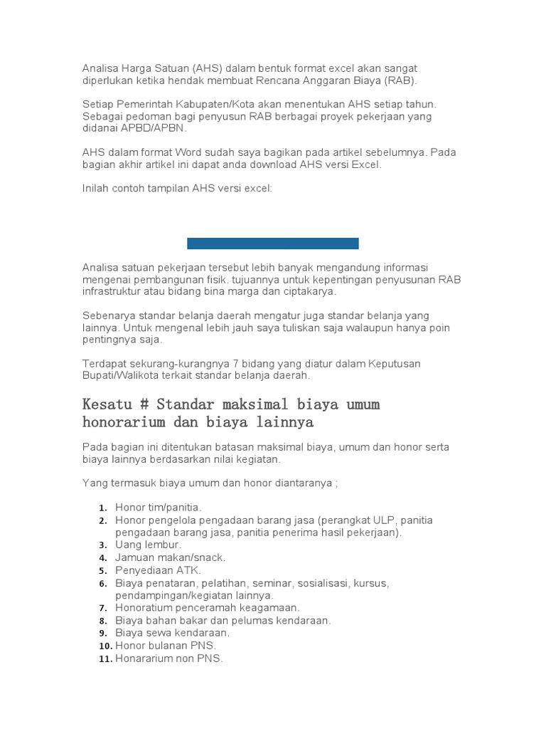 Download AHS Excel untuk RAB 2025 | PDF | Karier & Perkembangan | Bisnis