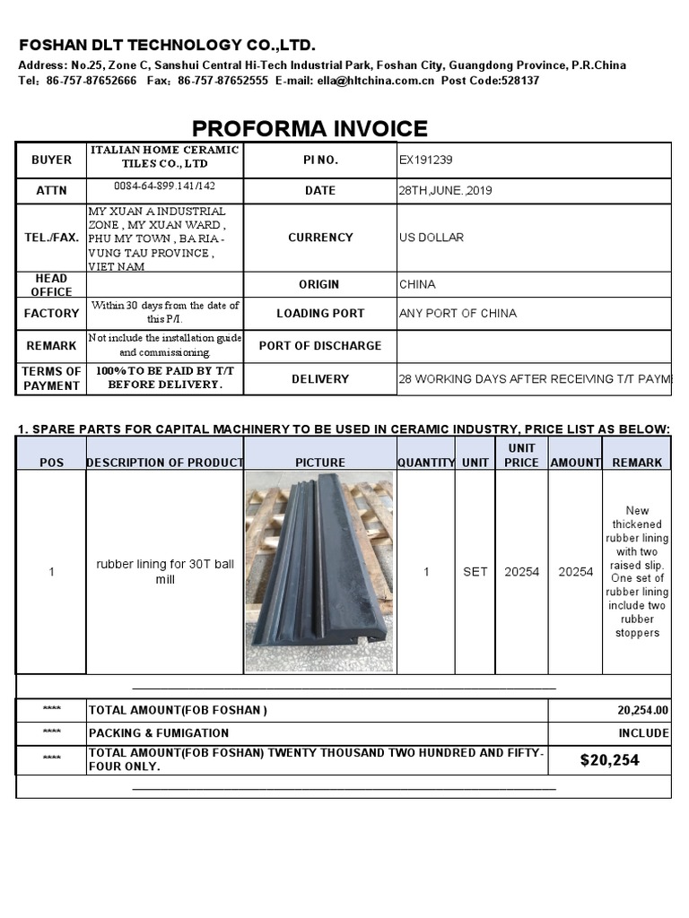 Ceramic Industry Spare Parts Invoice | PDF | Trade