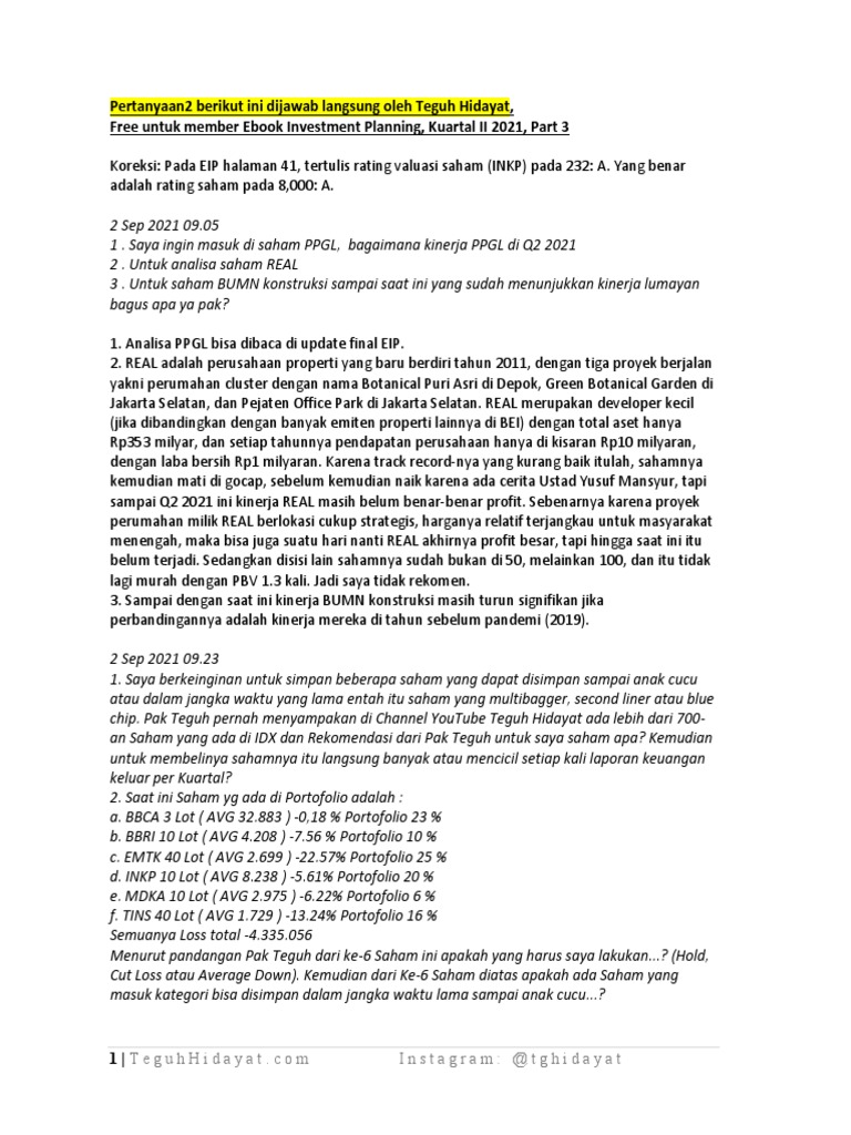 Rekap Tanya Jawab Q2 2021 Part 3 | PDF