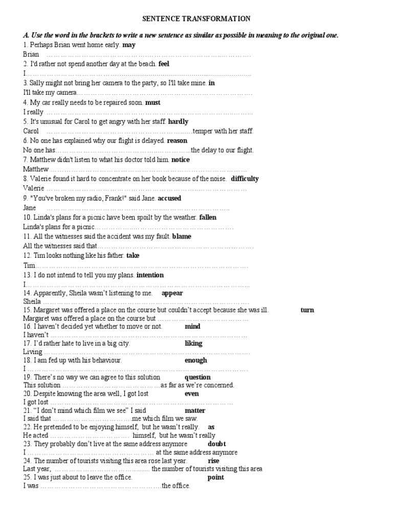 VB Sentence Transformation | PDF