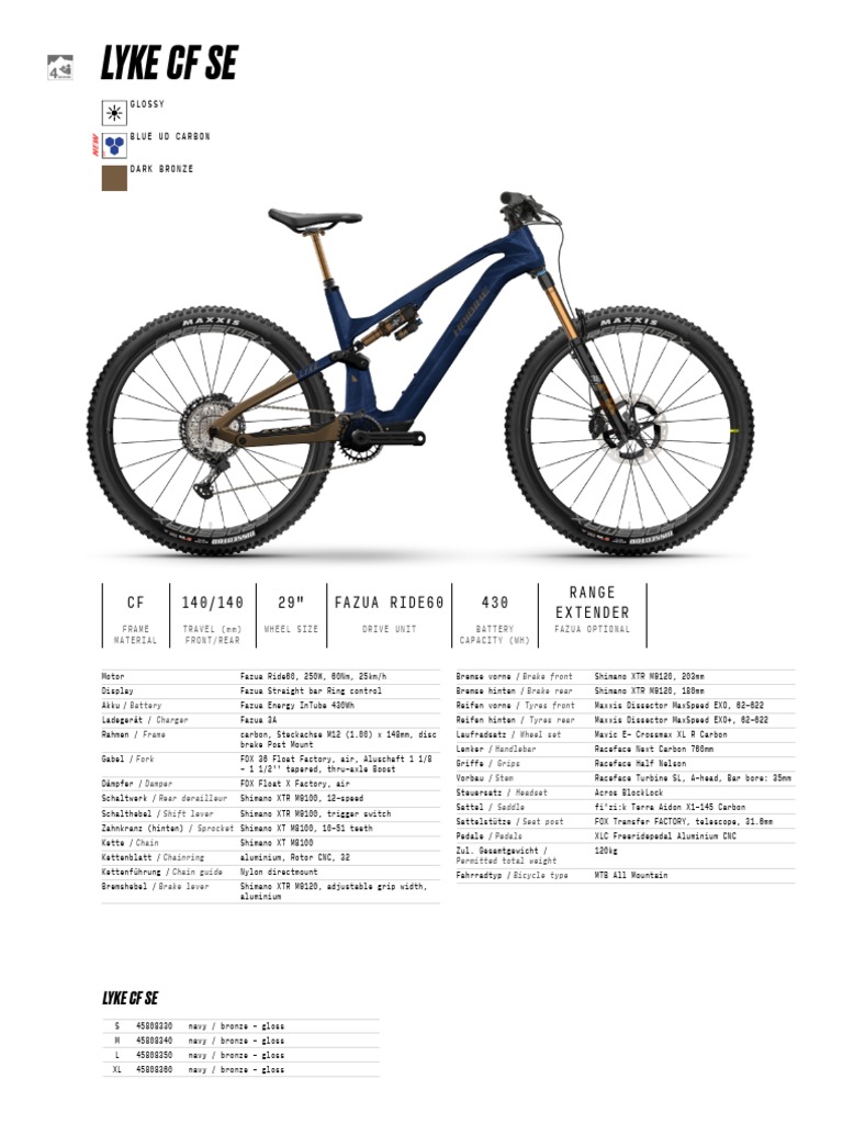 Haibike LYKE CF SE Specifications | PDF | Transport | Components