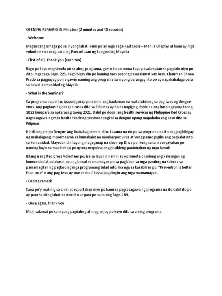 Opening Remarks | PDF