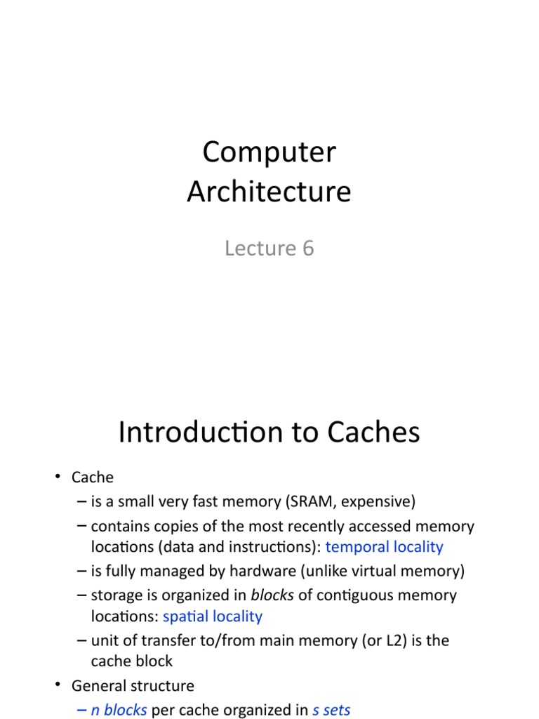 Computer Arch 06 | PDF | Cpu Cache | Cache (Computing)