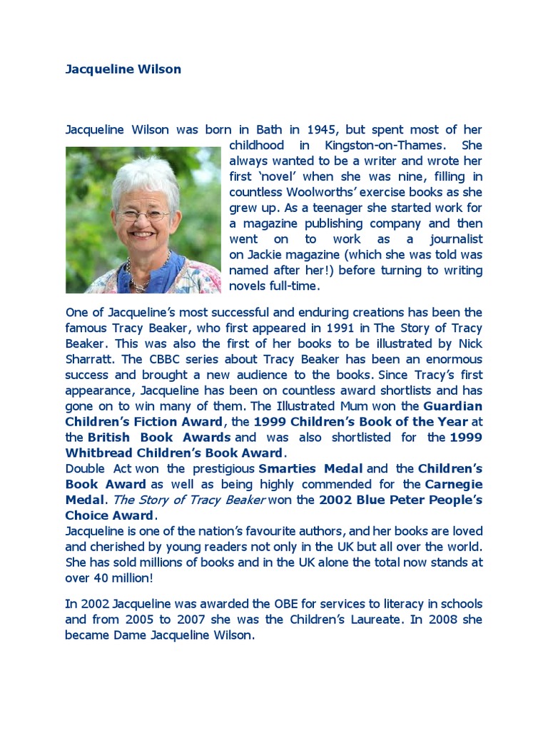 Jacqueline Wilson Biography | PDF
