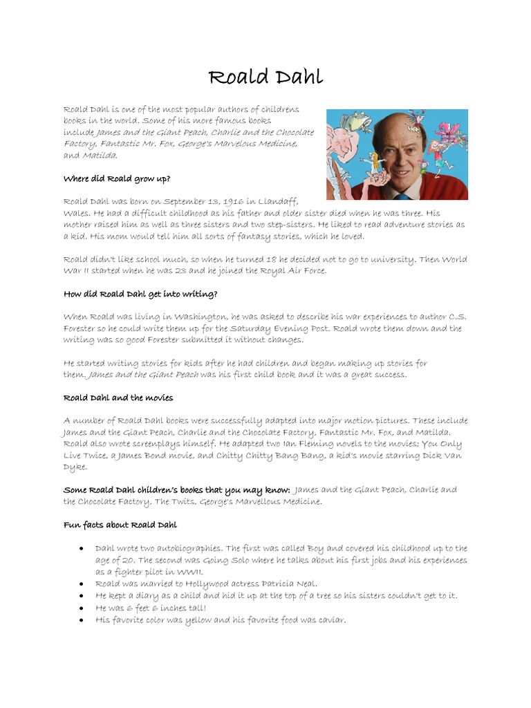 Roald Dahl Biography | PDF