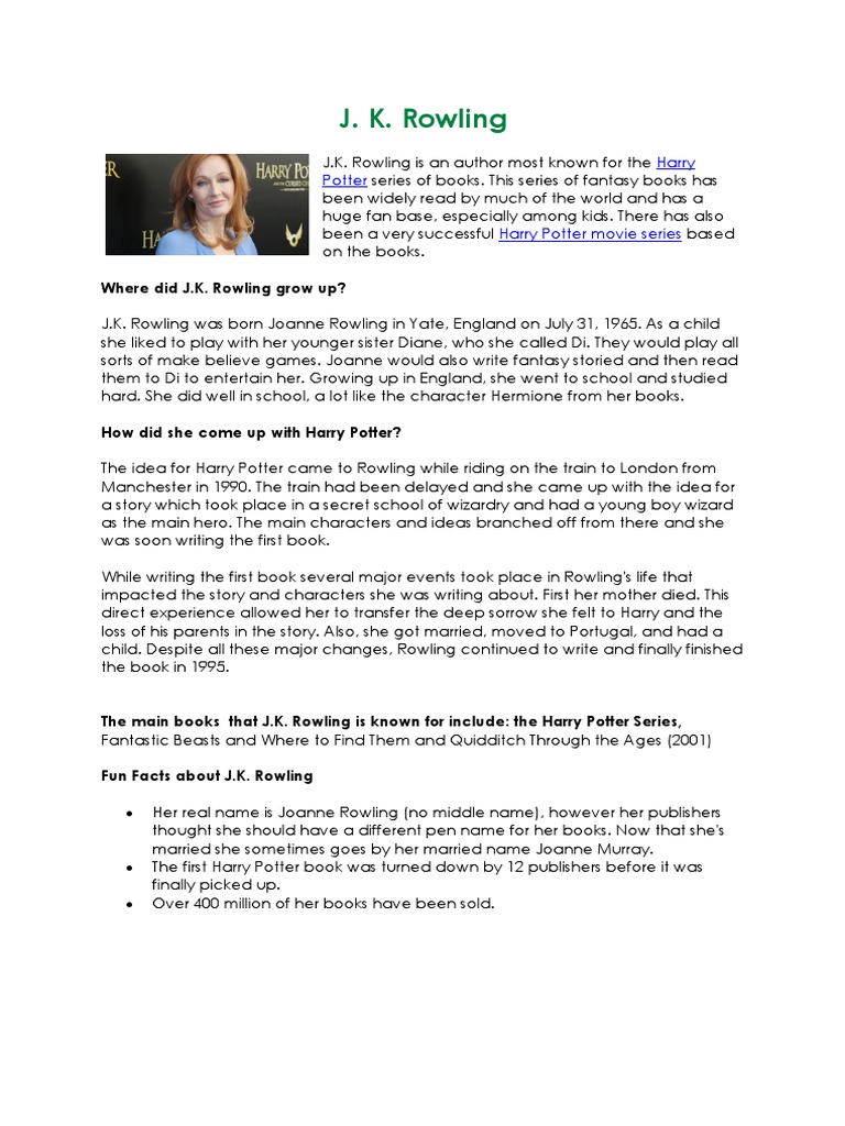 JK Rowling Biography | PDF