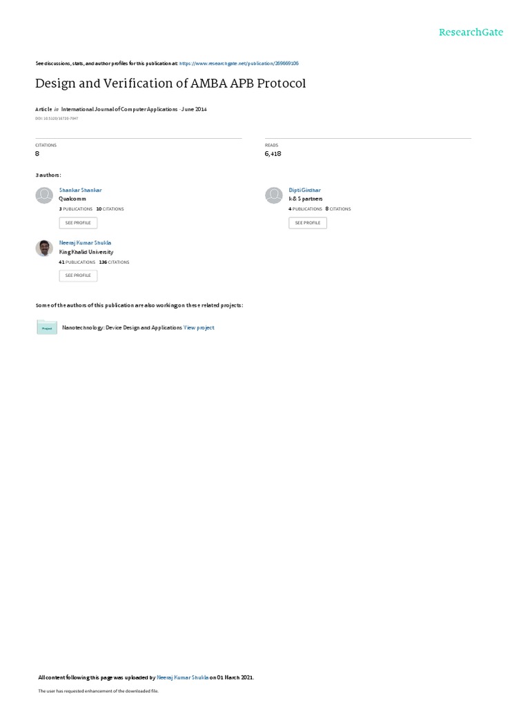 Design and Verification of AMBA APB Protocol | PDF | System On A Chip | Information Age