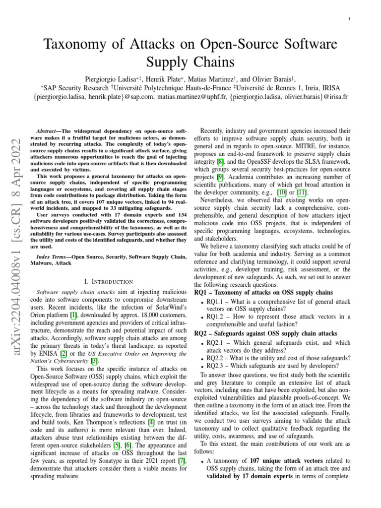 Taxonomy Attacks Open Source Pdf