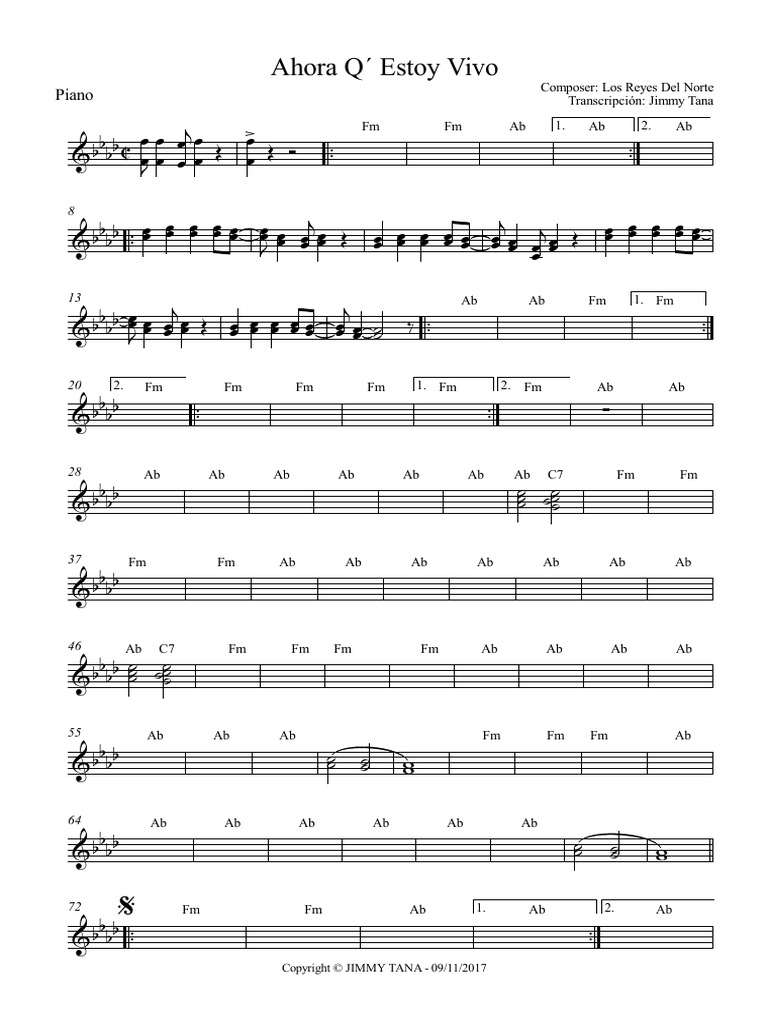 Ahora Que Estoy Vivo - Piano | PDF