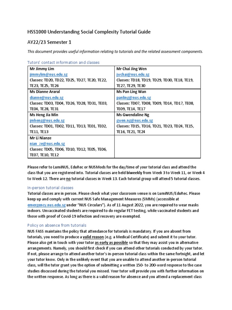 Hss1000 Tutorial Guide For Students Sem 1 Pdf Internet Forum Lecture