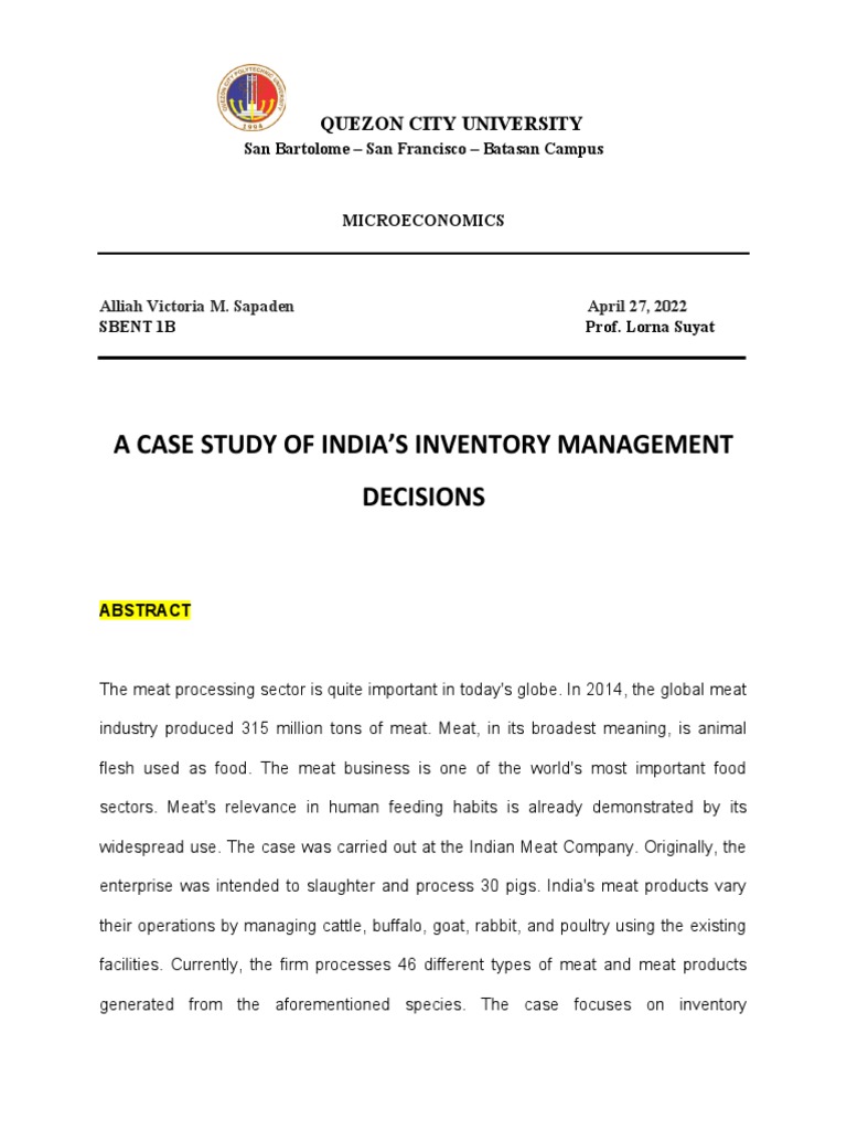 Analysis of Inventory Management Decisions and Demand for Passenger Transportation at Meat ...