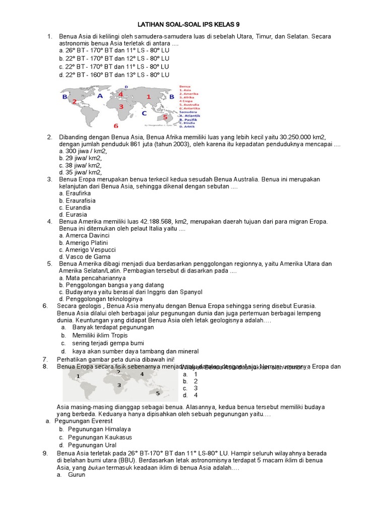 Latihan Soal2 PAS IPS Kls 9 S.1 | PDF