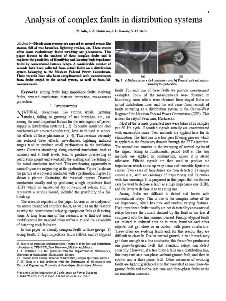 Analysis of Complex Faults in Distribution Systems | PDF | Electric Arc ...